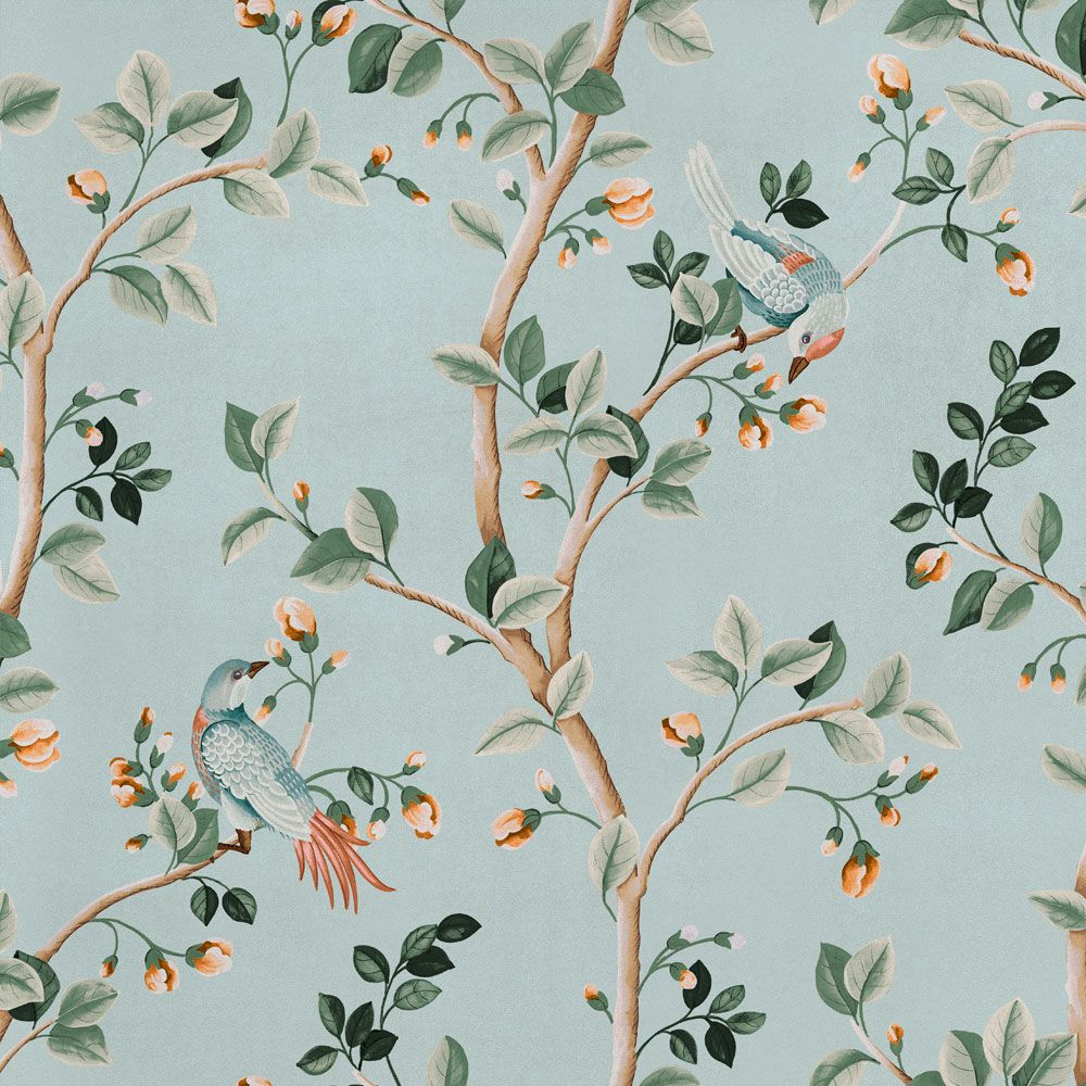 Birds Prosperity Wallpaper | Blue Bird Wallpaper | Children's Nursery