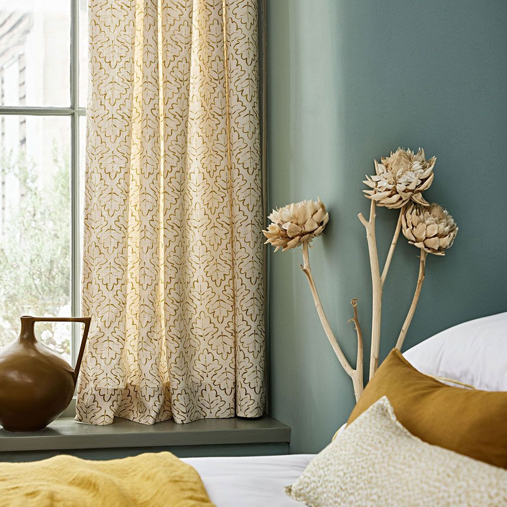 Maze Fabric in Yellow | Leaf Design Fabric