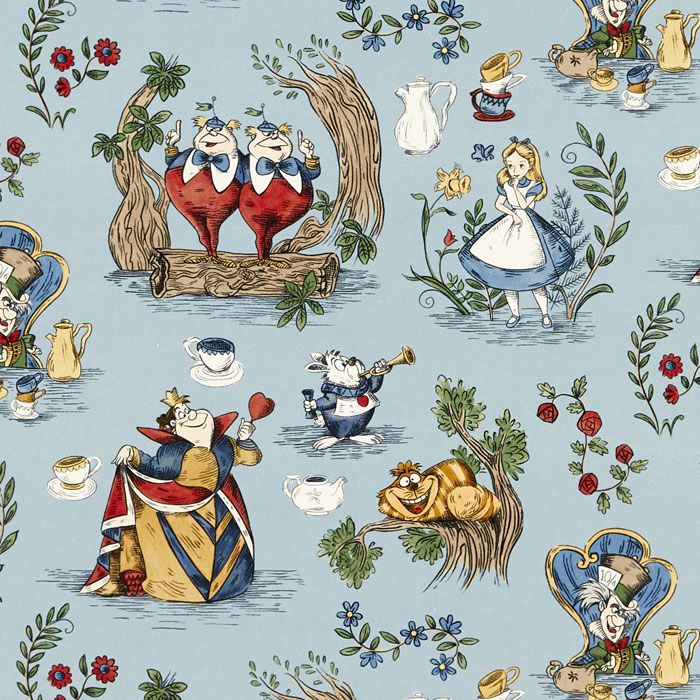 Alice in Wonderland Fabric Sky Blue | Fabric for Nursery