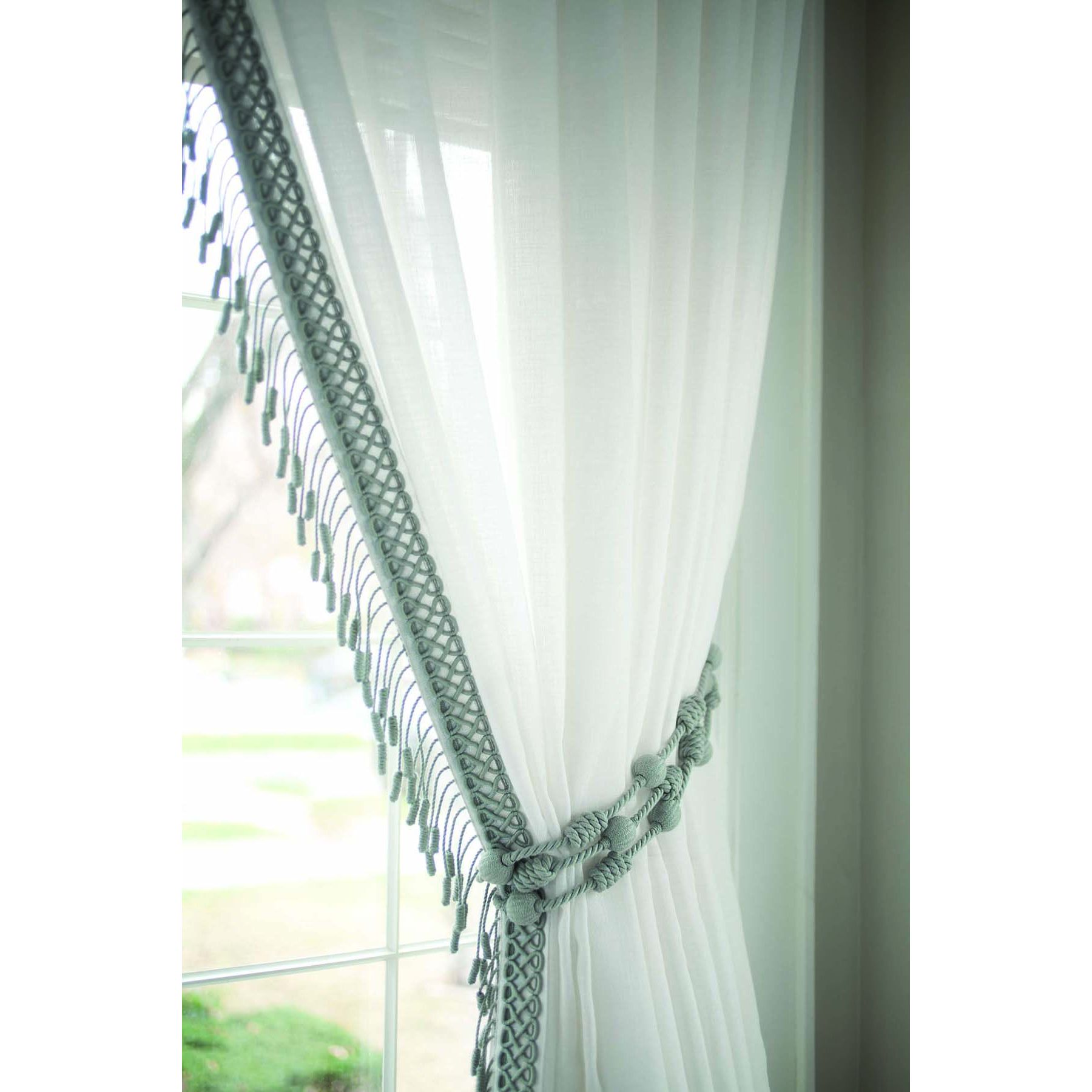Harbour Barrel Knot Fringe in Sea Crest | Designer Trimmings by Samuel ...