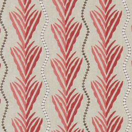 Meridor Embroidered Red Fabric | Leaf Design