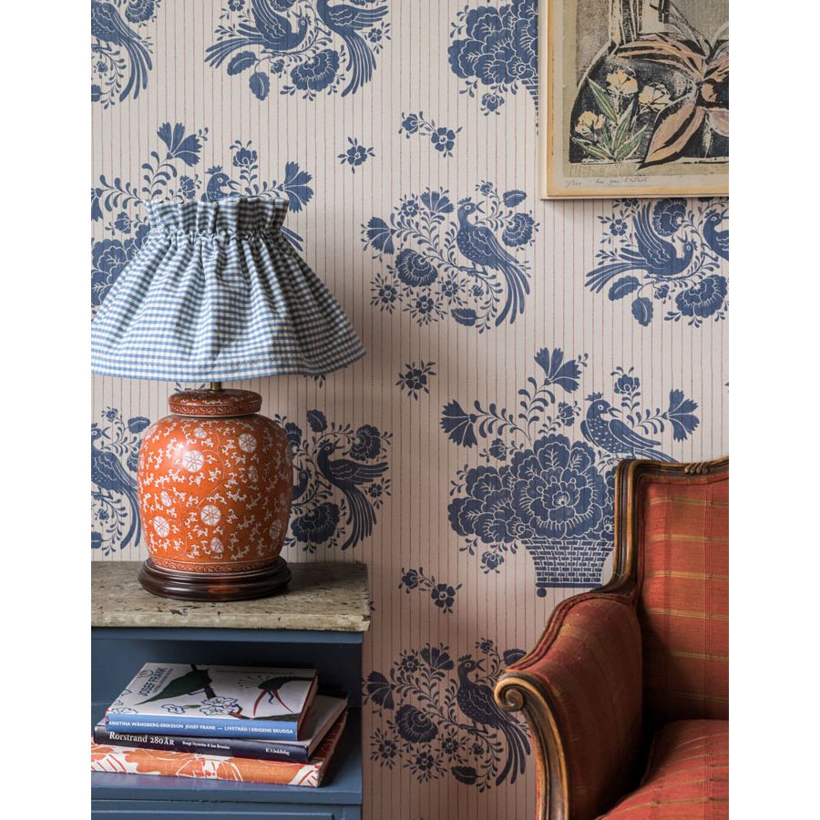 Birds Nest Wallpaper Ink Blue | Bird Wallpaper | Langelid Von Bromssen
