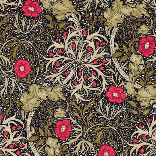 William Morris Upholstery Fabric | Morris Seaweed in Ebony | Archive ...