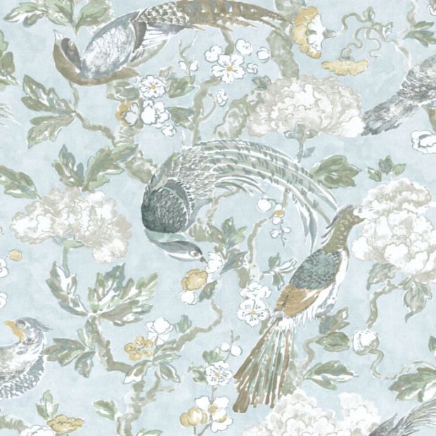 Aviary Duck Egg Fabric | Curtain Fabric