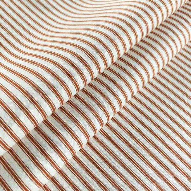 Ticking 01 Stripe Fabric Rust | Ian Mankin | Burnt Orange Fabric