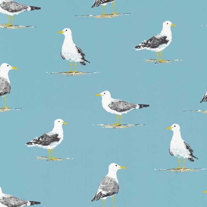 Shore Birds Fabric in Pacific | Port Isaac Fabric Collection by ...